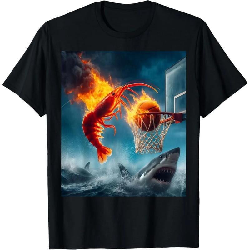 men gifts Casual shortsleeve tops Shrimp Dunking on Shark Funny Fishing ...