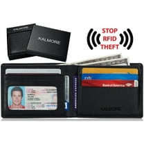 KALMORE Men's Genuine Leather RFID Blocking Flip-ID Window Travel ...