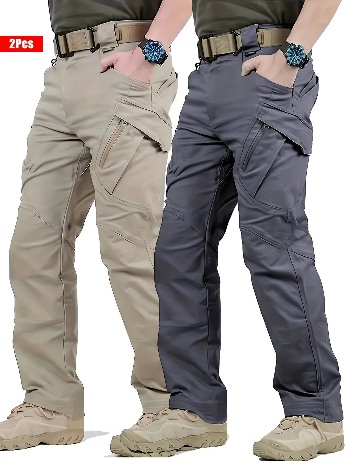 men's tactical overalls, multi-pocket, solid color, back waist plus ...