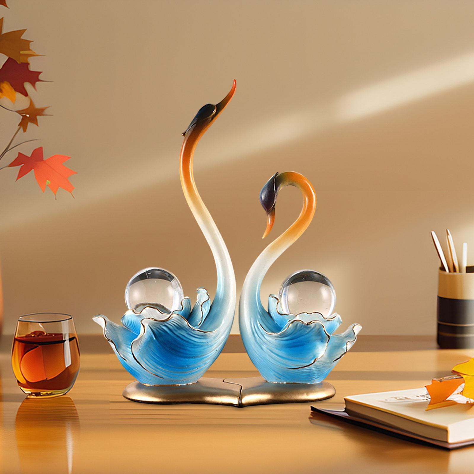 menolana 2 Pieces Swan Figurines Ceramic Animal Statue Decoration ...