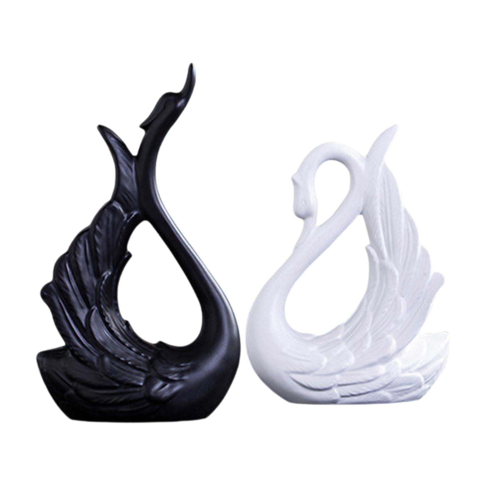 menolana 2 Pieces Swan Figurines Decorative Statues Desktop Ornaments ...