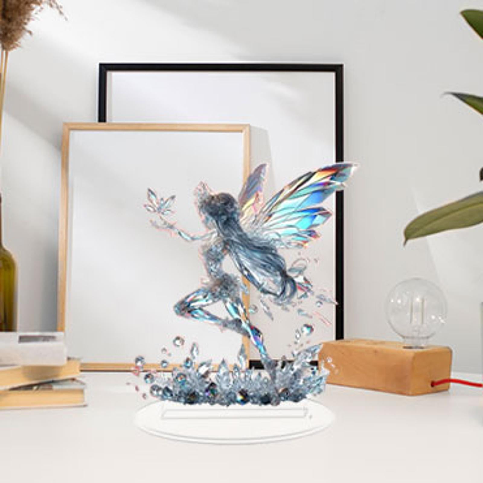 menolana 2D Acrylic Ornament Fairy Plague Collectible Artwork with Base ...