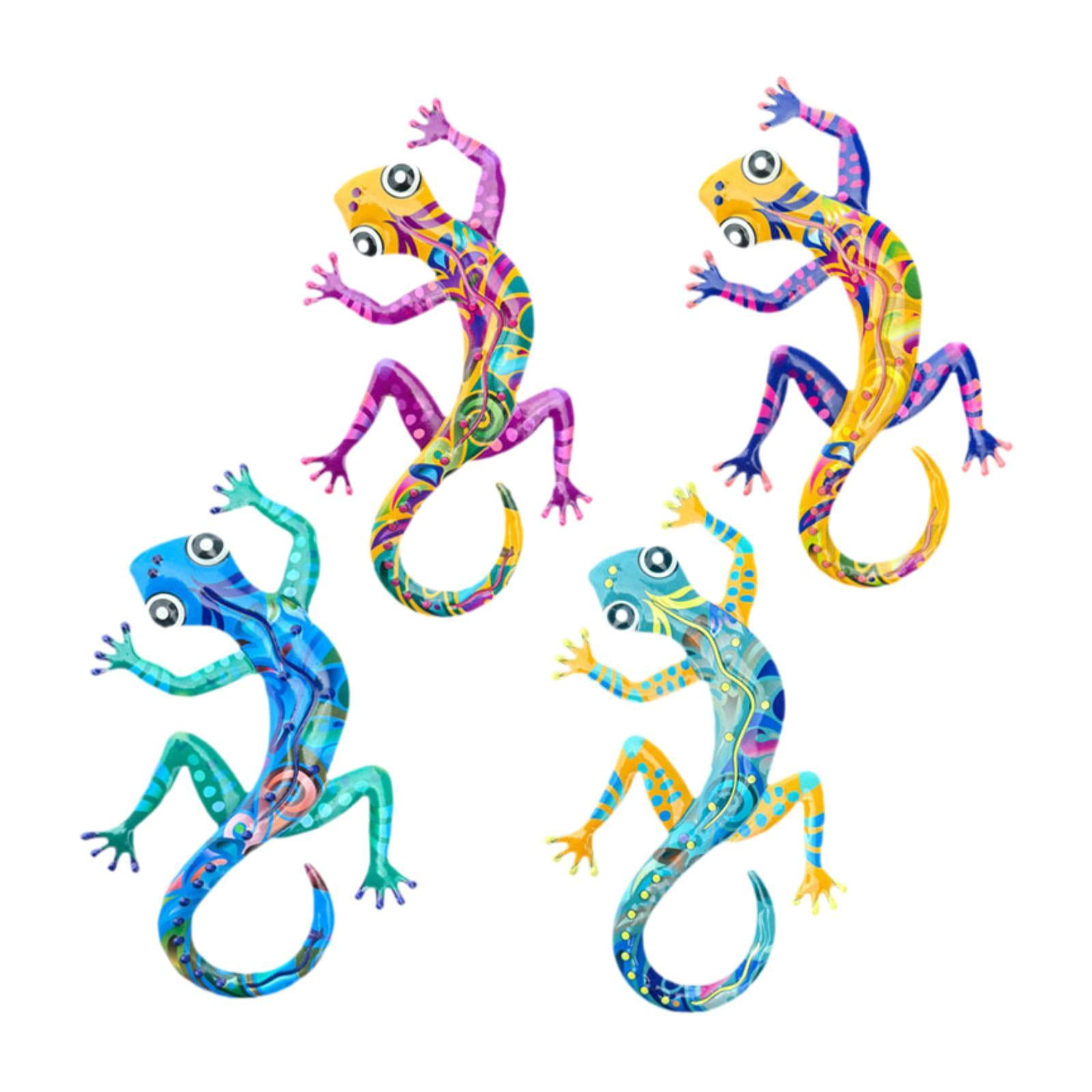 menolana 4x Gecko Wall Decor Metal Art Fence Home Decor Porch Lawn ...