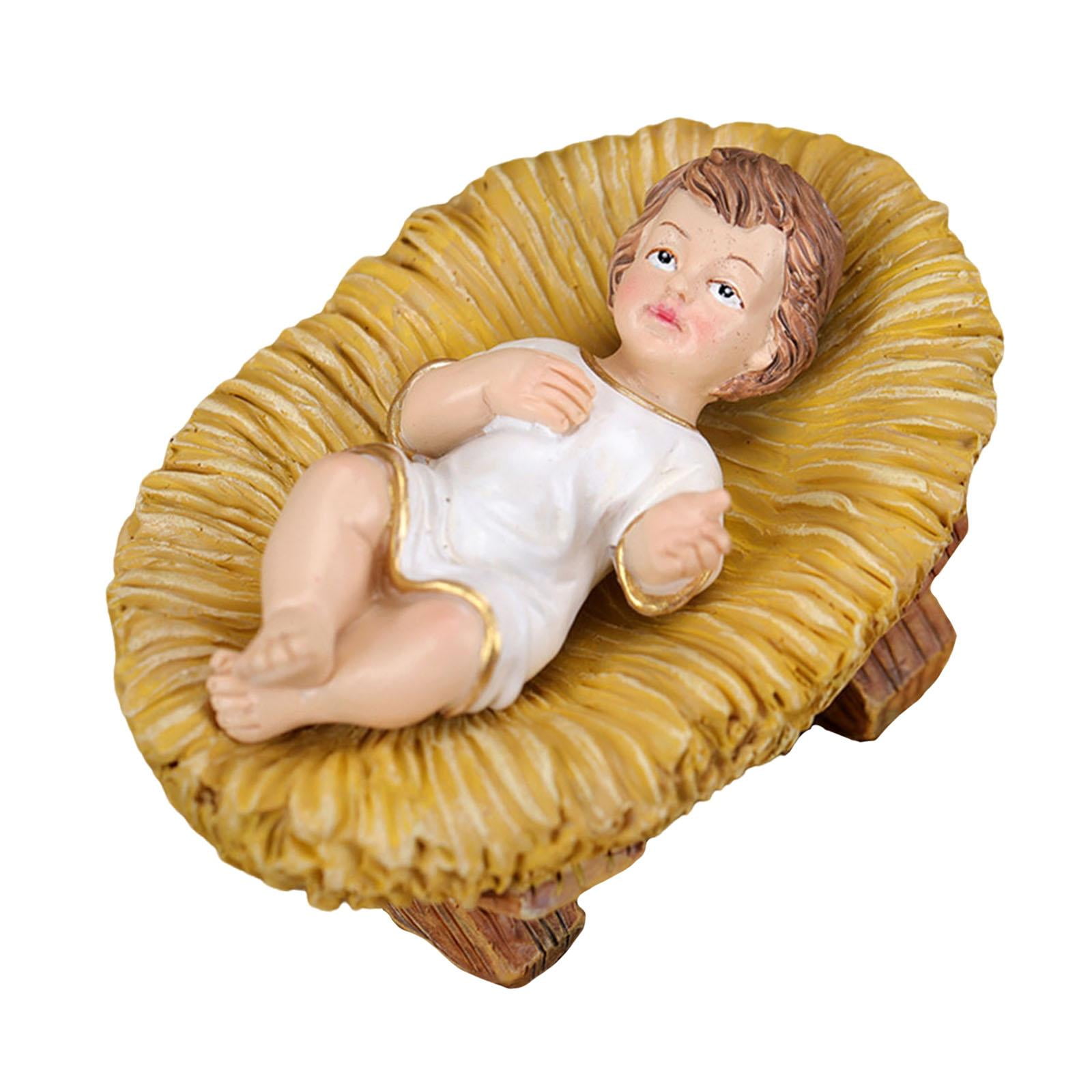 menolana Baby Jesus in Manger Statue Resin Figurine Collectible Crafts ...