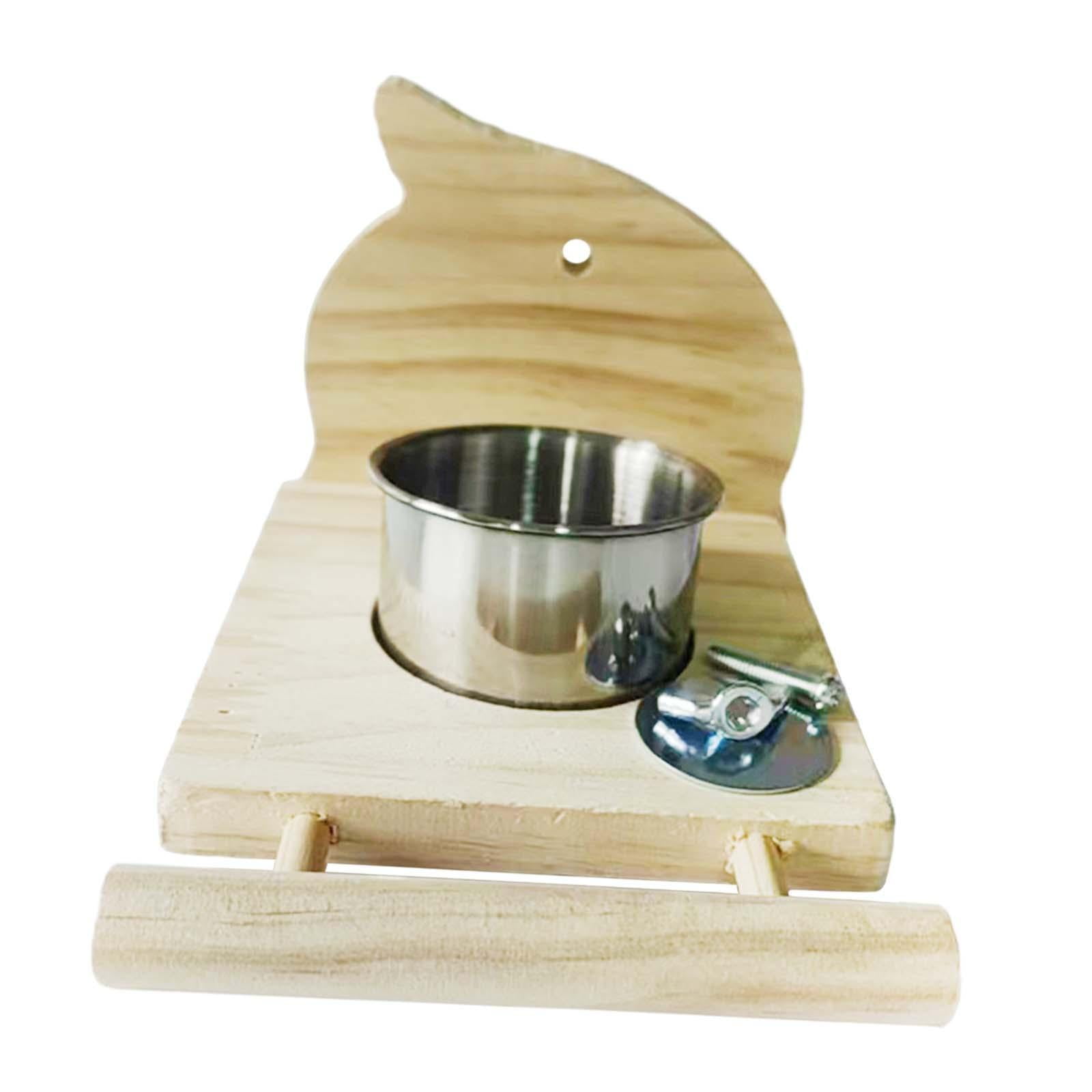 menolana Bird Food Feeder Perch, Wooden Perch Stand Hanging Feeder ...