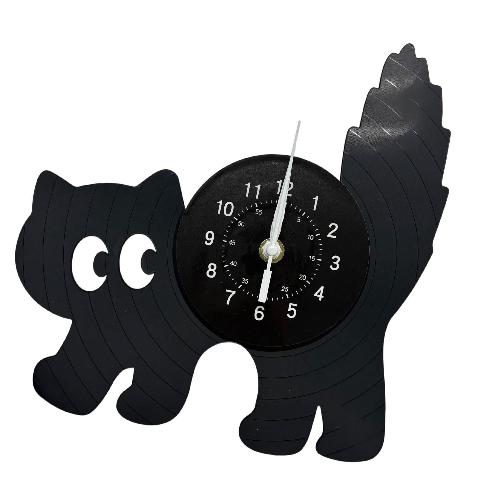 menolana Cartoon Black Cat Wall Clock Decorative Clock Cute Birthday Gift Non Ticking Home ...