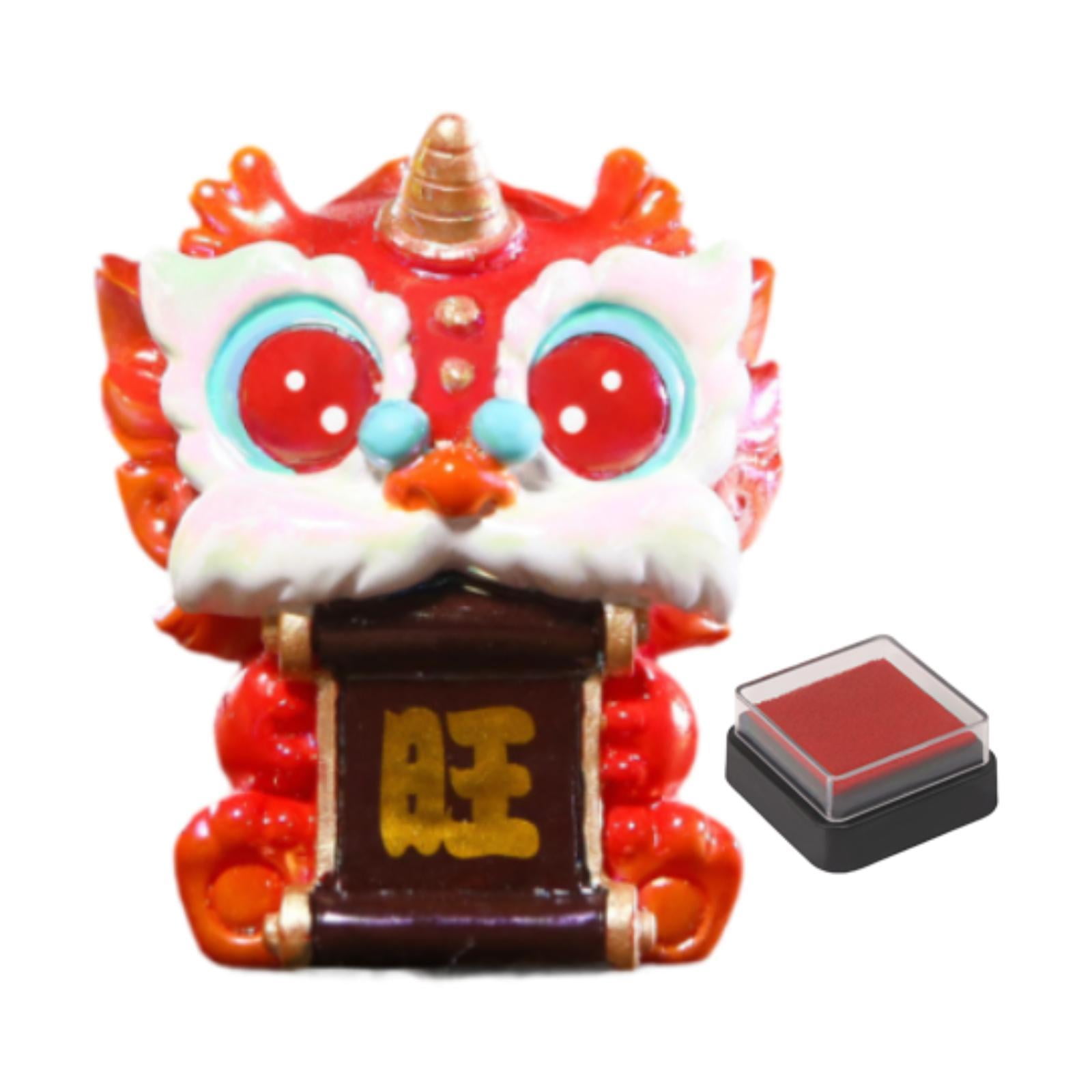 menolana Chinese Lion Statue Seal Blessing Resin Sculpture Centerpiece ...