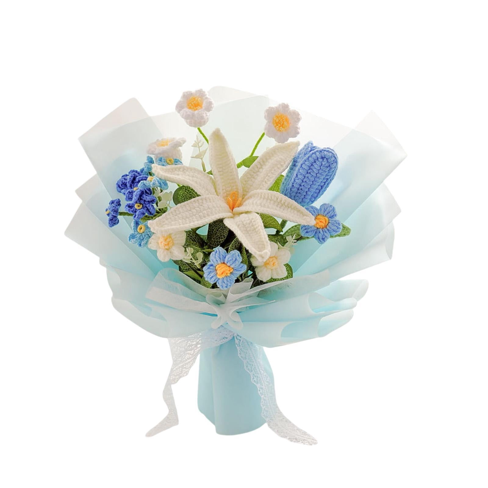 menolana Completed Crochet Flower Bouquet Lily Artificial Flower ...