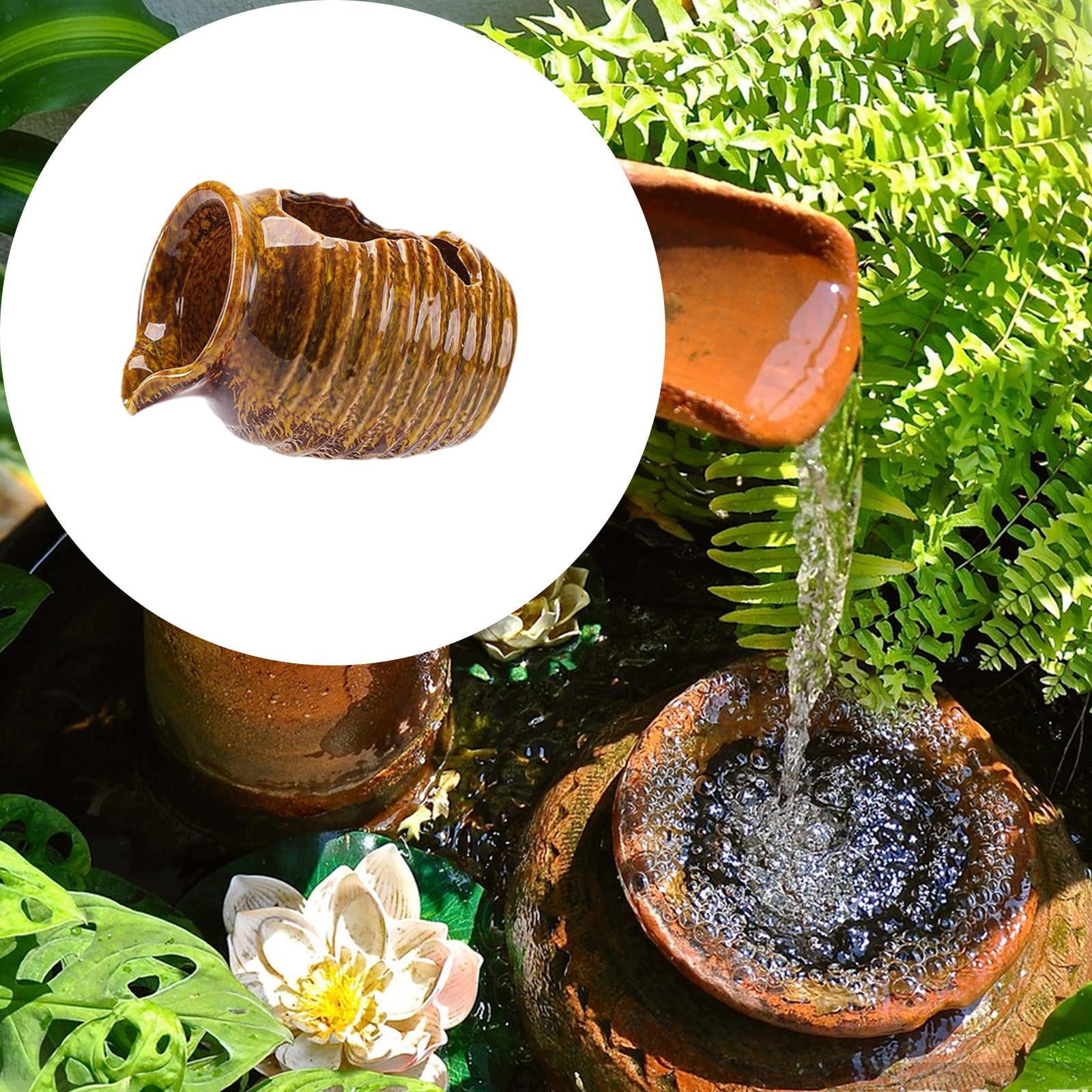 menolana Decorative Ceramic Jar Waterfall Desktop Water Jar Circulating ...