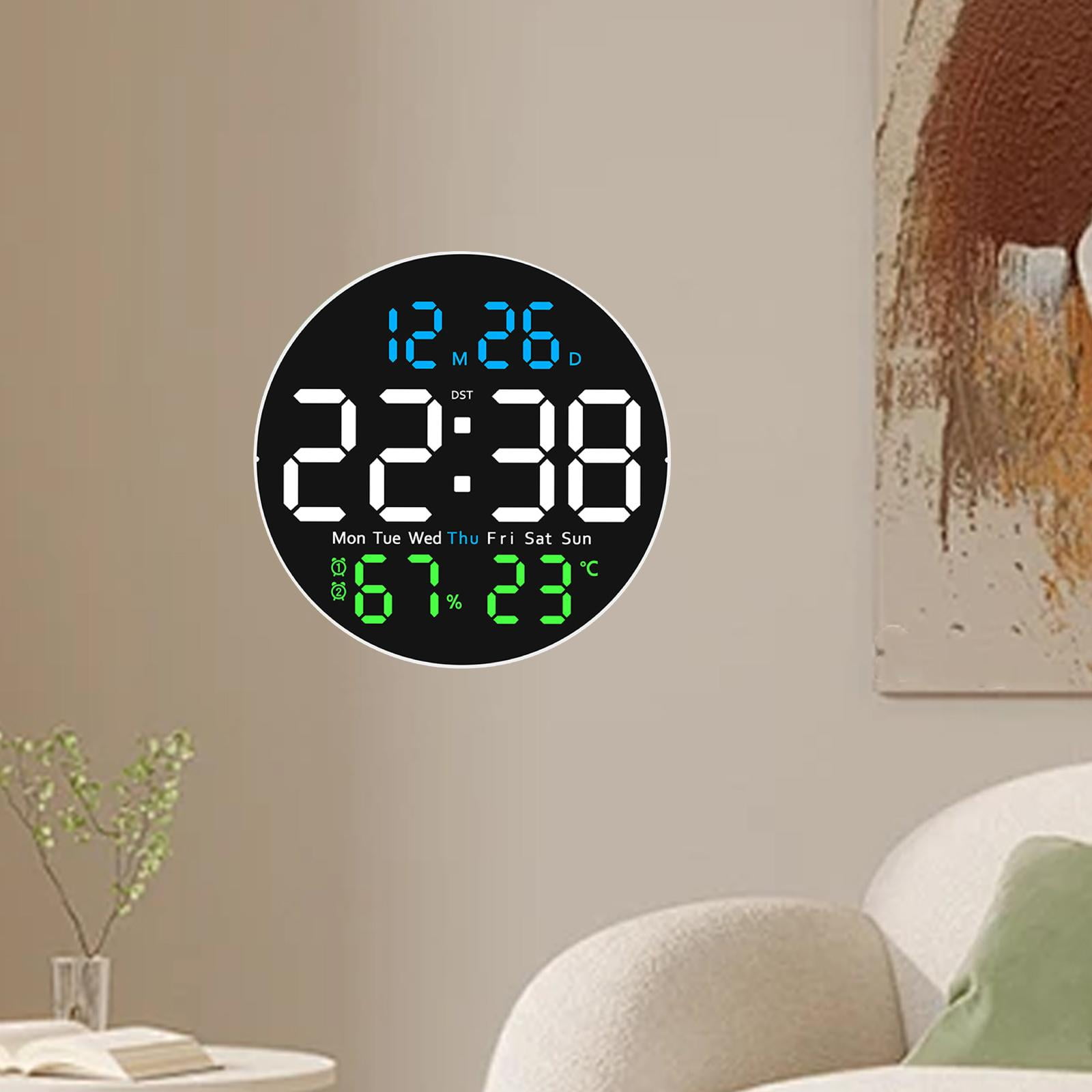 menolana Digital Wall Clock Calendar degreeF/ degreeC Switchable with ...