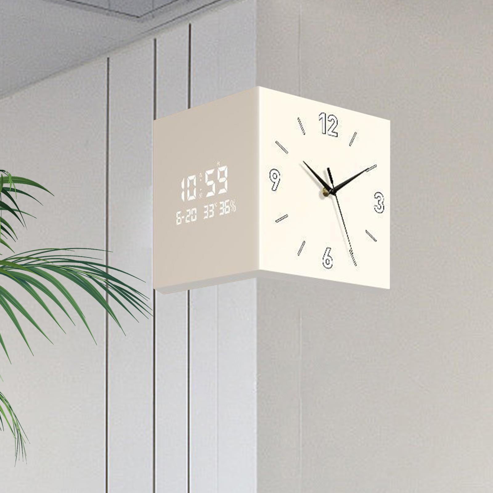 menolana Double Sided Wall Clock Metal Corner Clock Large Silent Art ...