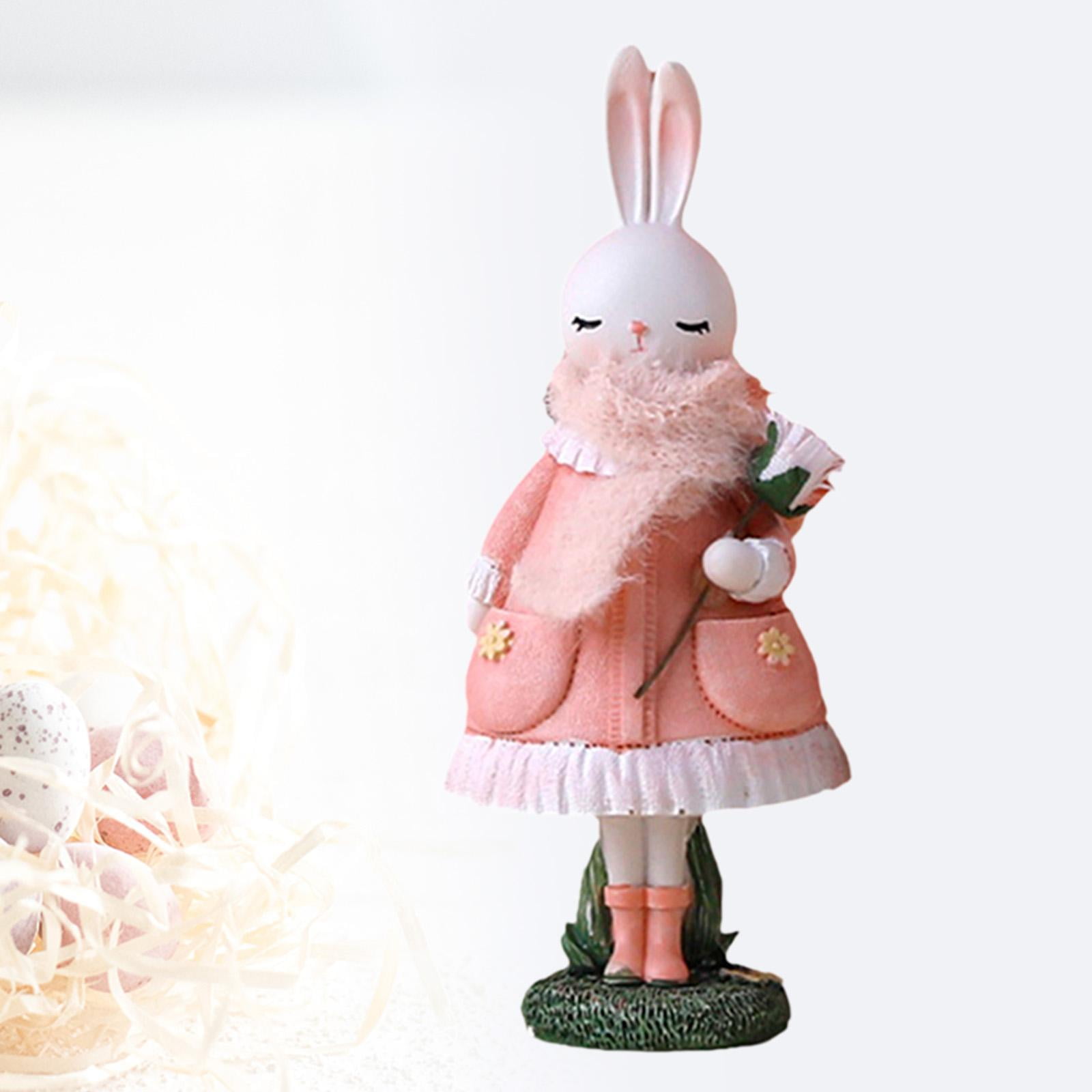 menolana Easter Statue Bunny Figurine Resin Sculpture Easter Ornament ...