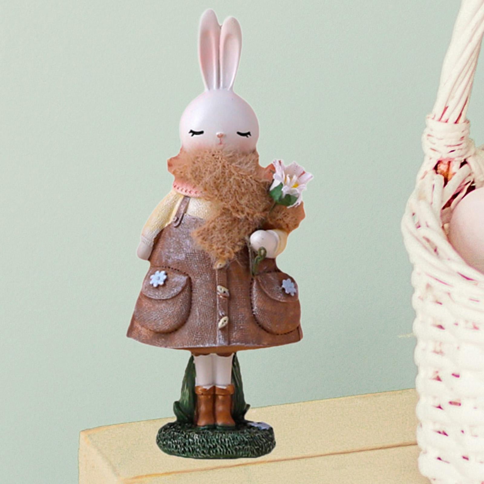 menolana Easter Statue Bunny Figurine Resin Sculpture Easter Ornament ...