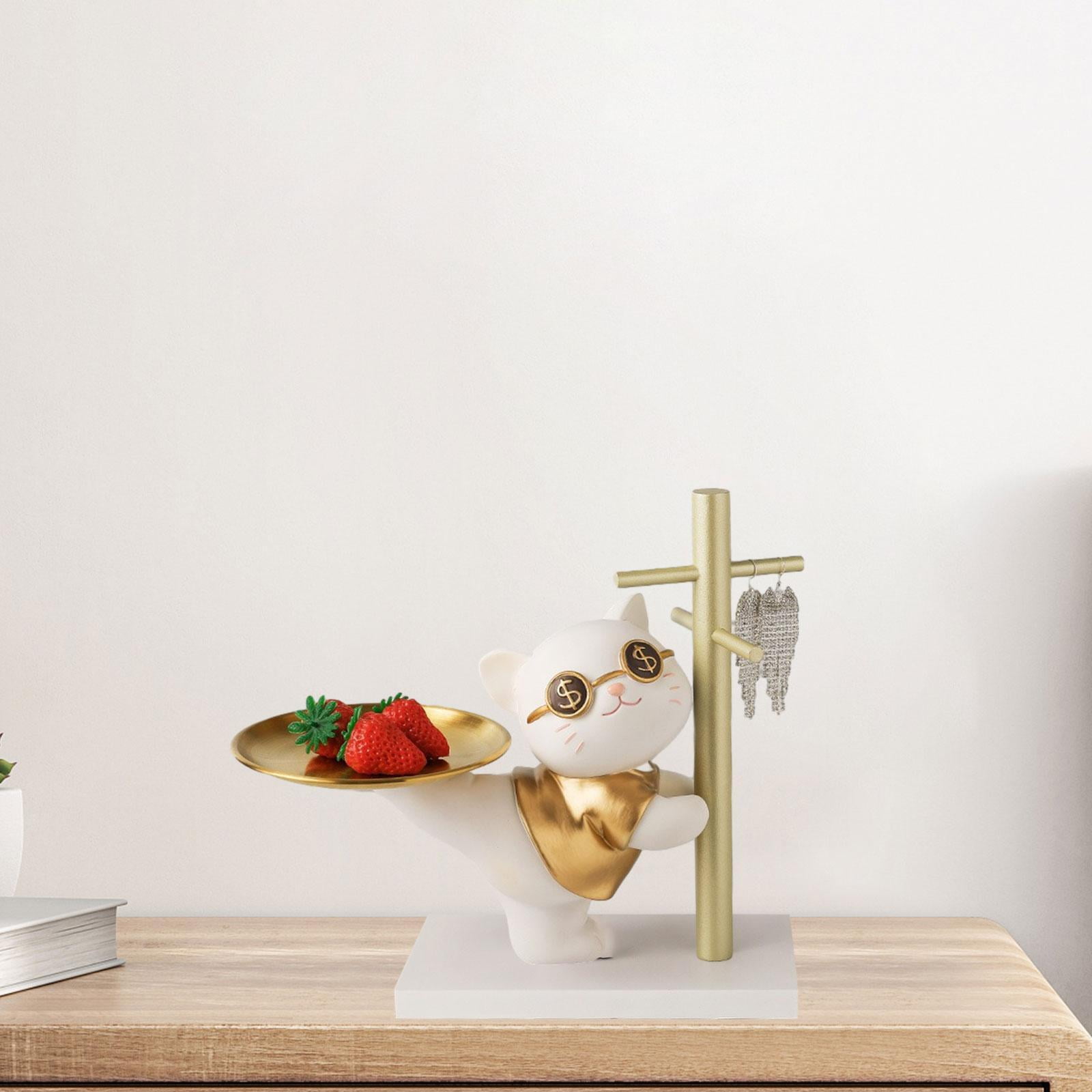 menolana Good Luck Cat Statue Storage Tray Desktop Ornament 29x15x27cm ...