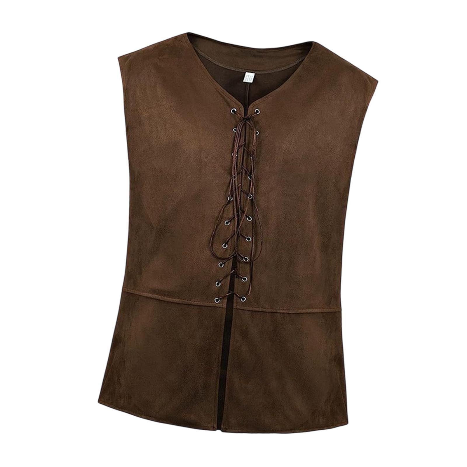 menolana Men Vest Medieval Lace up Waistcoat for Steampunk Party Pirate ...