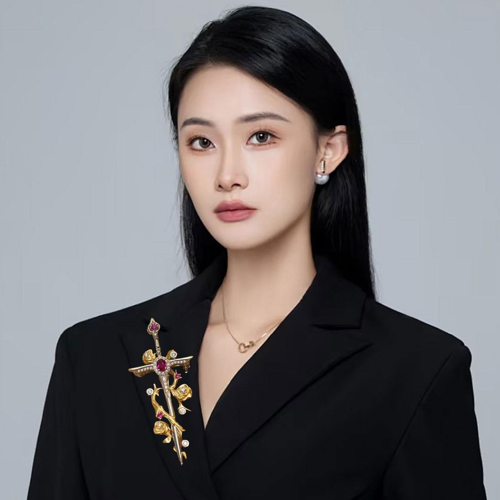 menolana Thorns Rose Brooch Pin Lapel Copper Decoration Valentines Day ...