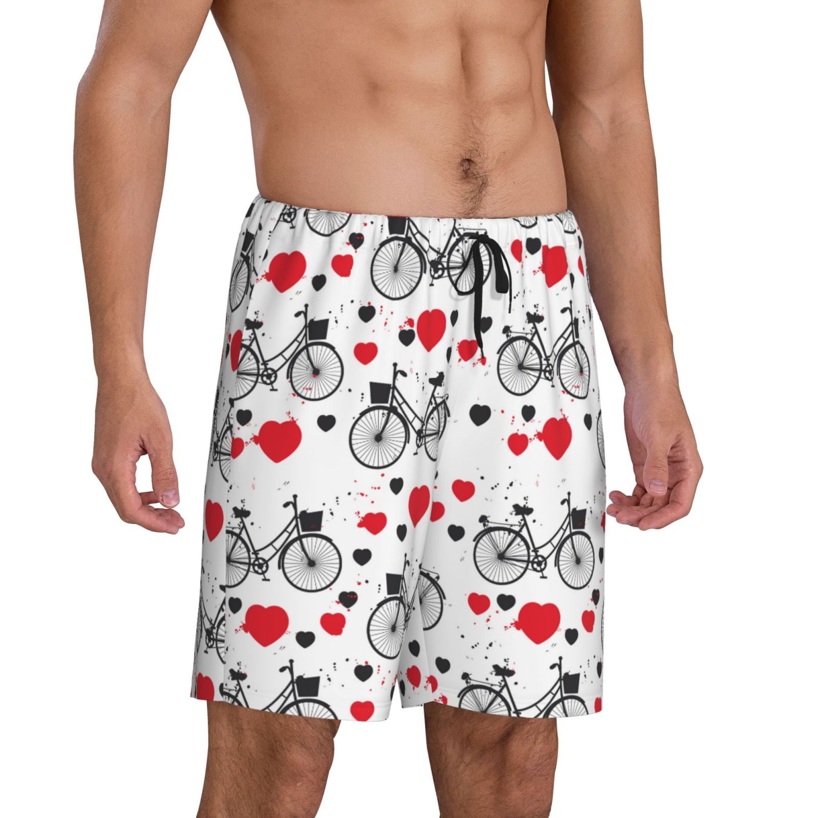 Mens Pajama Pants - Bike Pattern hearts Comfy Sleep Shorts Mens Pajama ...