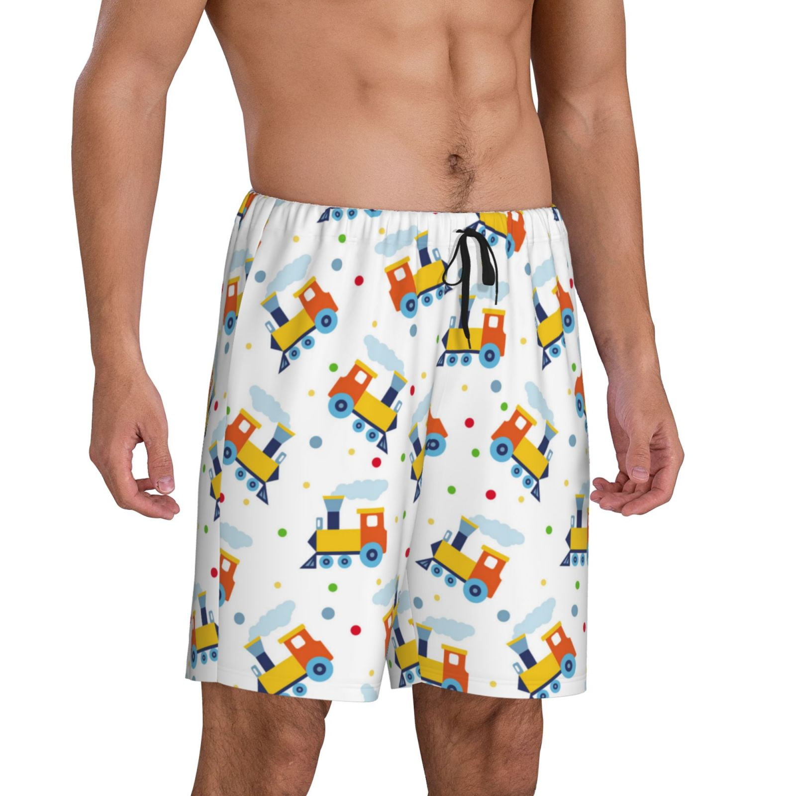 Mens Pajama Pants - Geometric Train Pattern Comfy Sleep Shorts Mens ...
