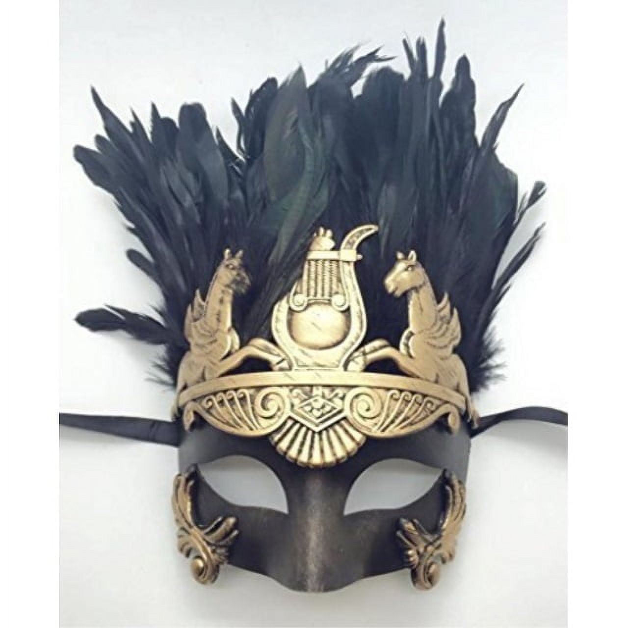 mens roman gold masquerade mask with feathers - Walmart.com