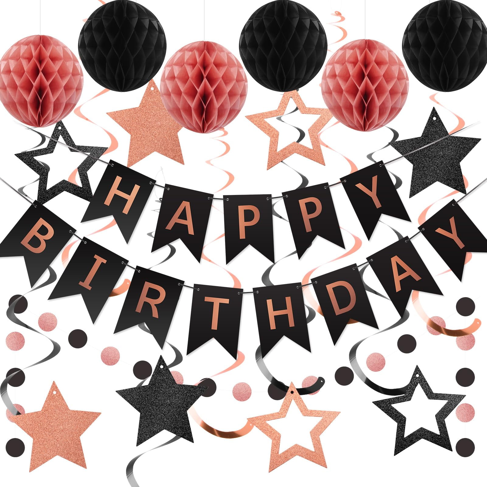 meowtastic Birthday Decorations, Happy Birthday Banner with Honeycomb ...