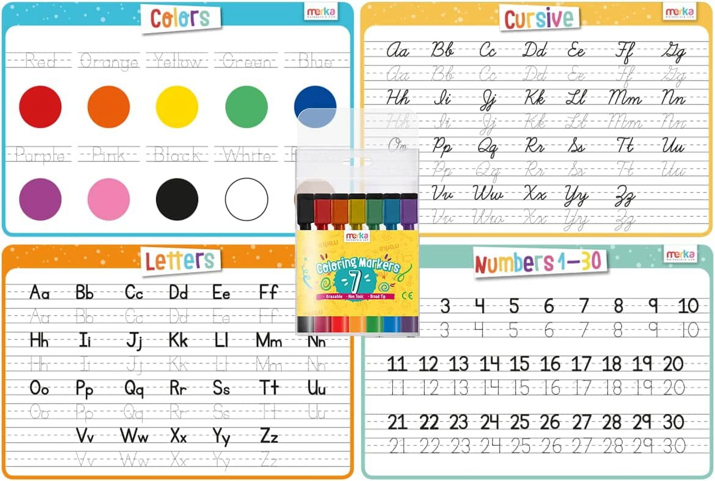 merka Kids Activity Placemat: Fun Learning with Letters, Numbers ...