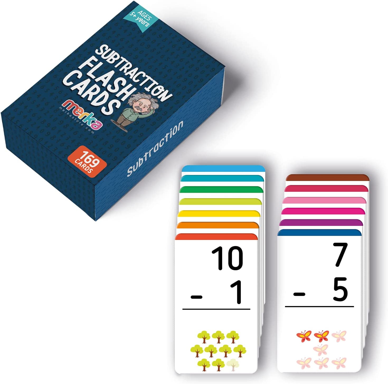 merka Home Schooling Materials Subtraction Flash Cards Preschool Math ...