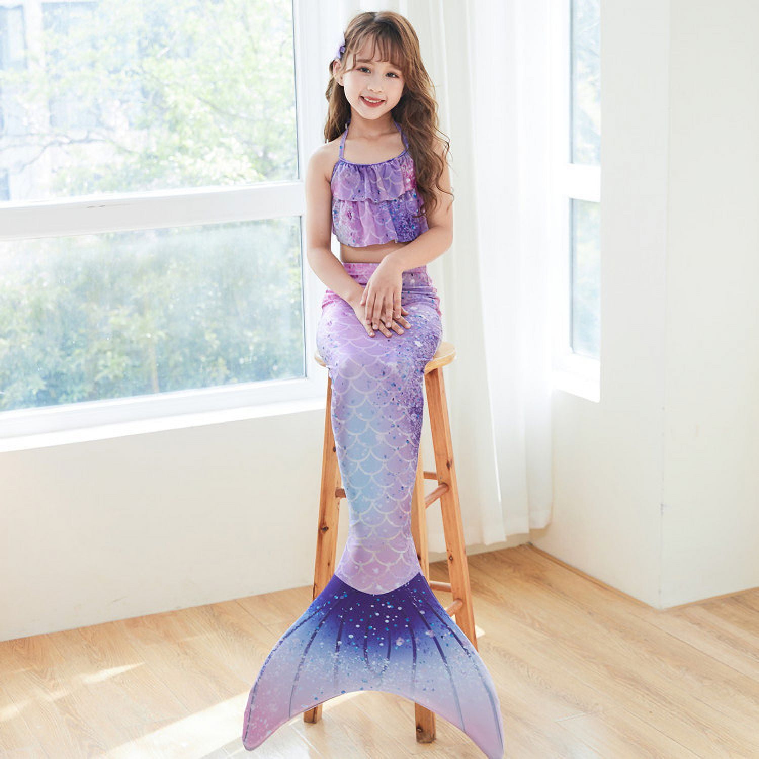 mermaid swimsuit performance swimsuit three-piece fish tails princess ...