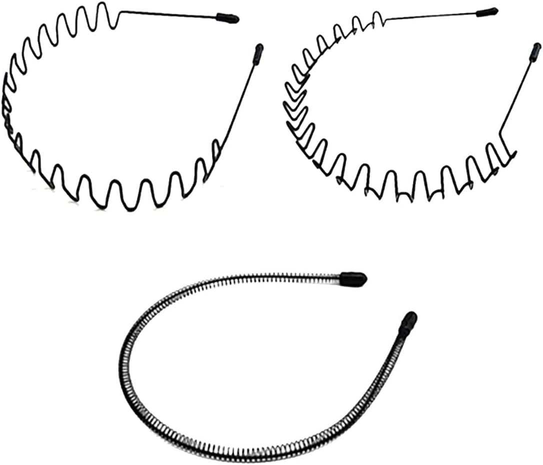 metal Headband for men Women's guys wire hair band,Unisex Black Wavy ...