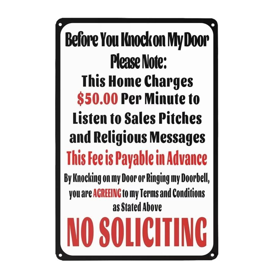 metal aluminium Sign No Soliciting Sign,Before You Knock On My Door ...