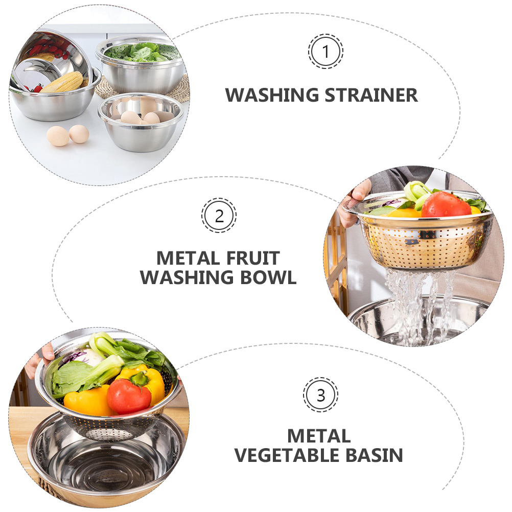 metal vegetable basin 5Pcs Stainless Steel Vegetable Washing Basin Rice ...