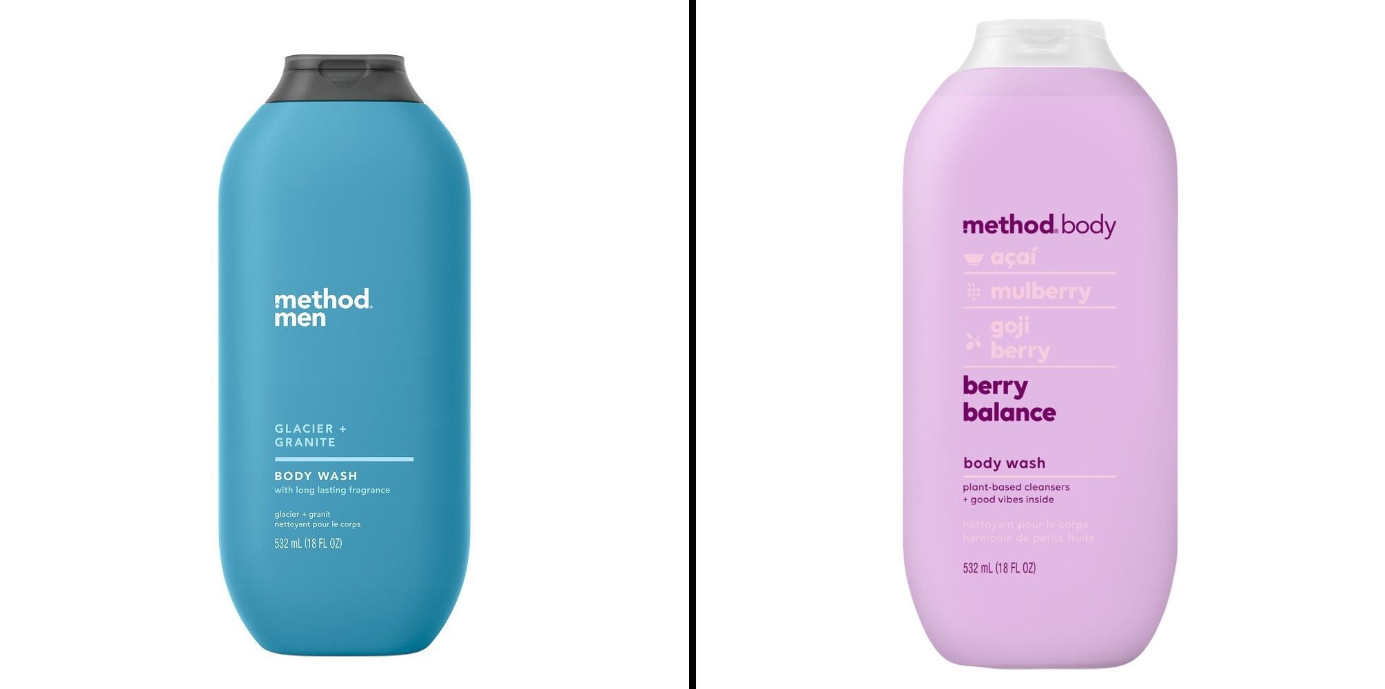 method Men Body Wash Glacier + Granite 18 oz & method Body Wash Berry ...