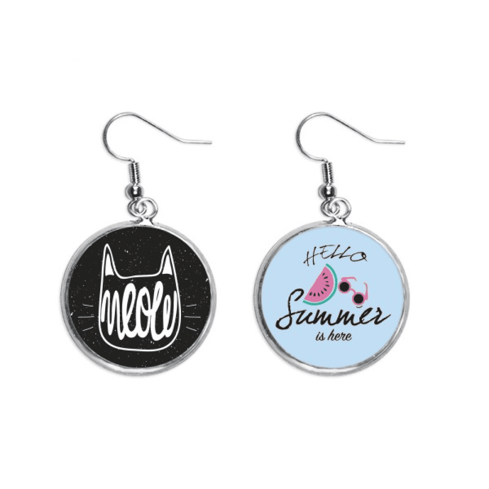 mewing cat engilsh quote cartoon earring drop summer watermelon earring ...