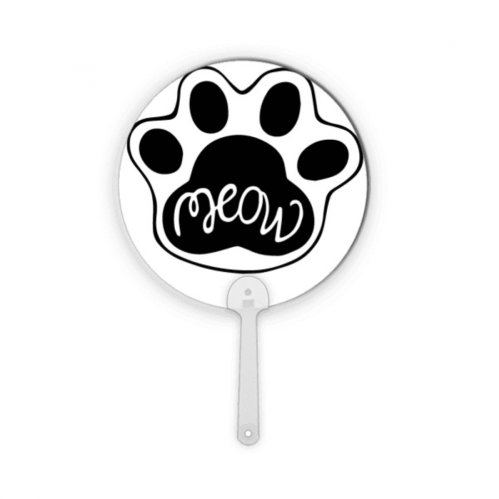 mewing cat english quote cartoon Plastic Round Handheld Fan Decorations ...