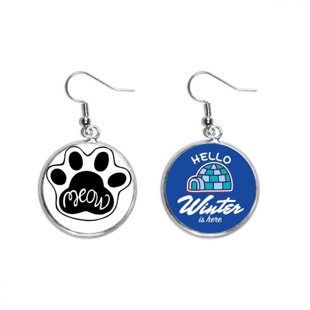 mewing cat english quote cartoon dangle drop winter ice earring jewelry ...
