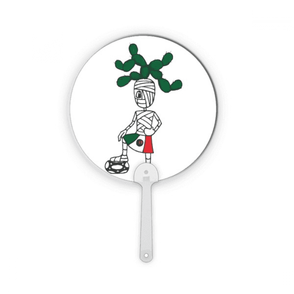 mexican cactus hair soccer sports Plastic Round Handheld Fan ...