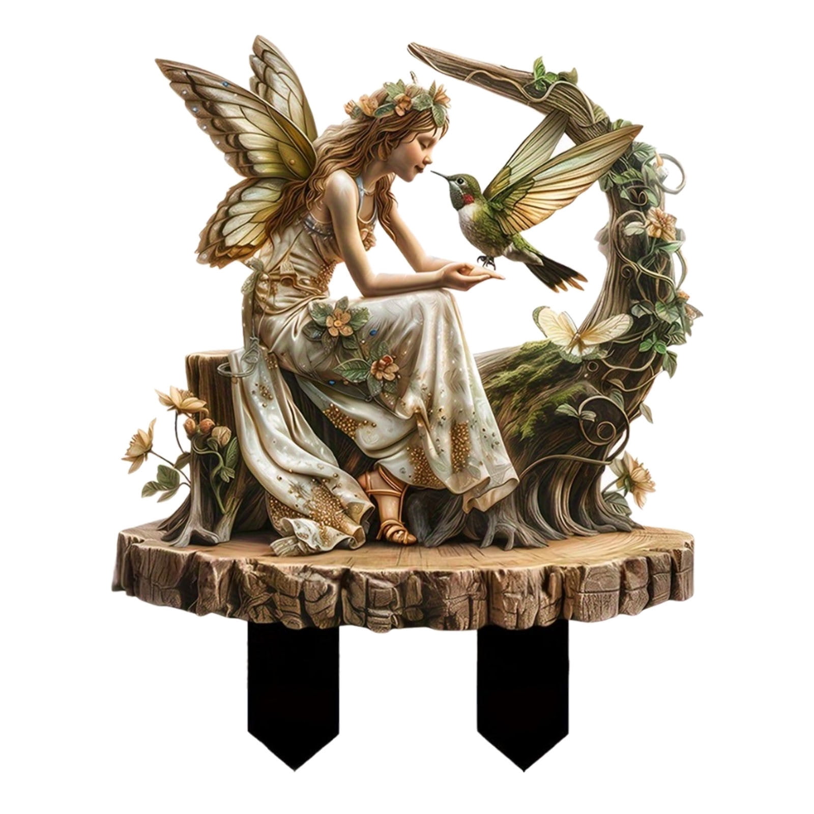 mfkdald Enchanting Fairy & Hummingbird Garden Stakes Colorful Acrylic ...