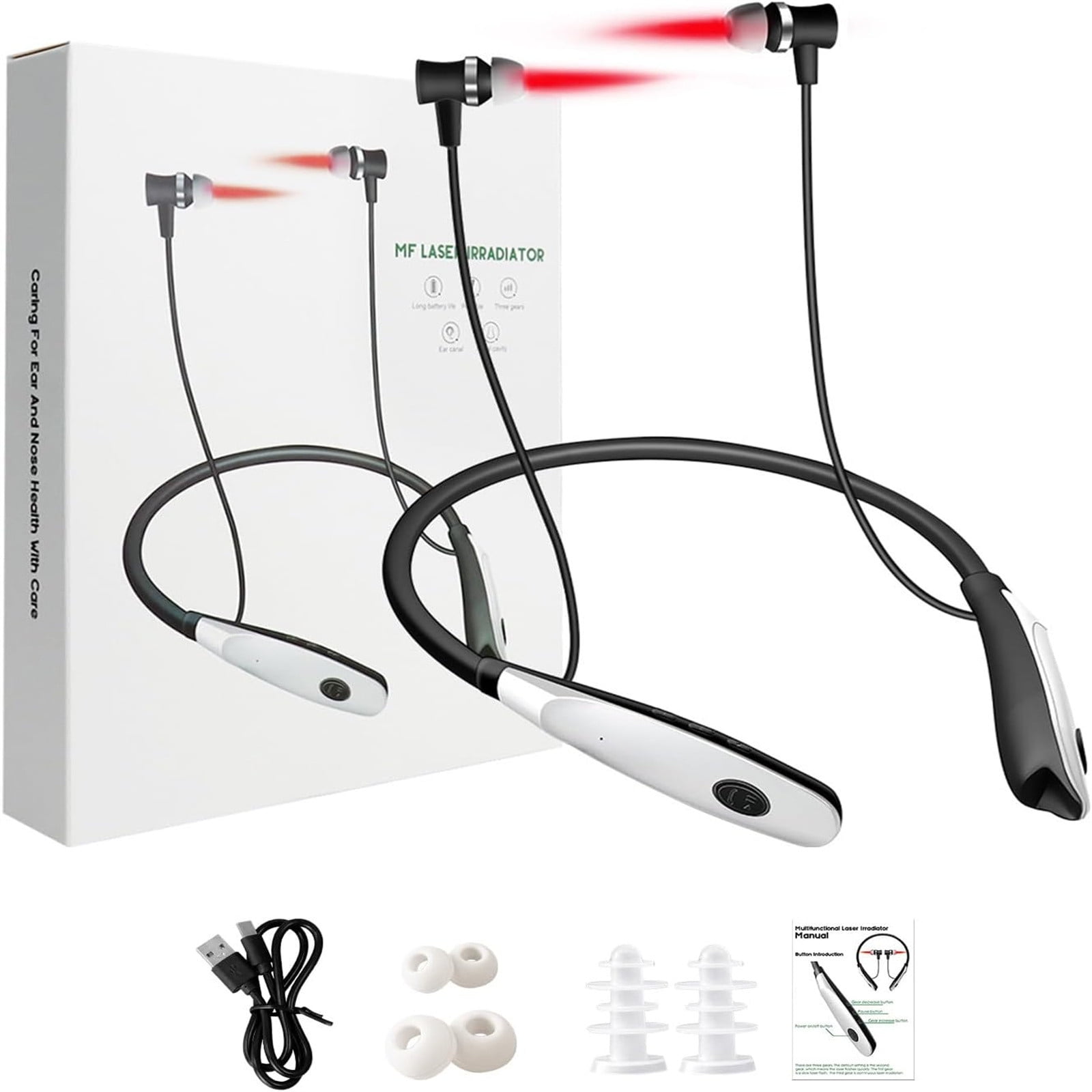 mfkdald Tinnitus Infrared Ear Plugs Tinnitus Device Red Light Red Light ...