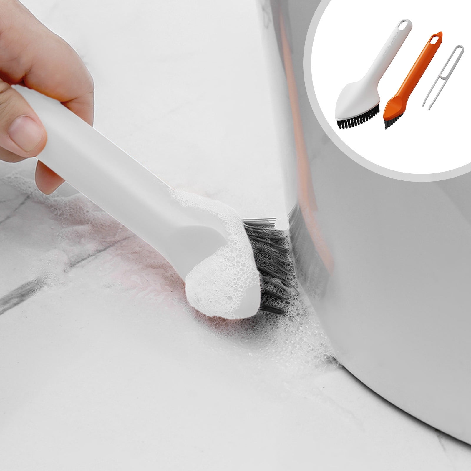 mfyjkho 3-In-1 Bathroom Floor Groove Cleaning Brush Set, Heavy-Duty ...