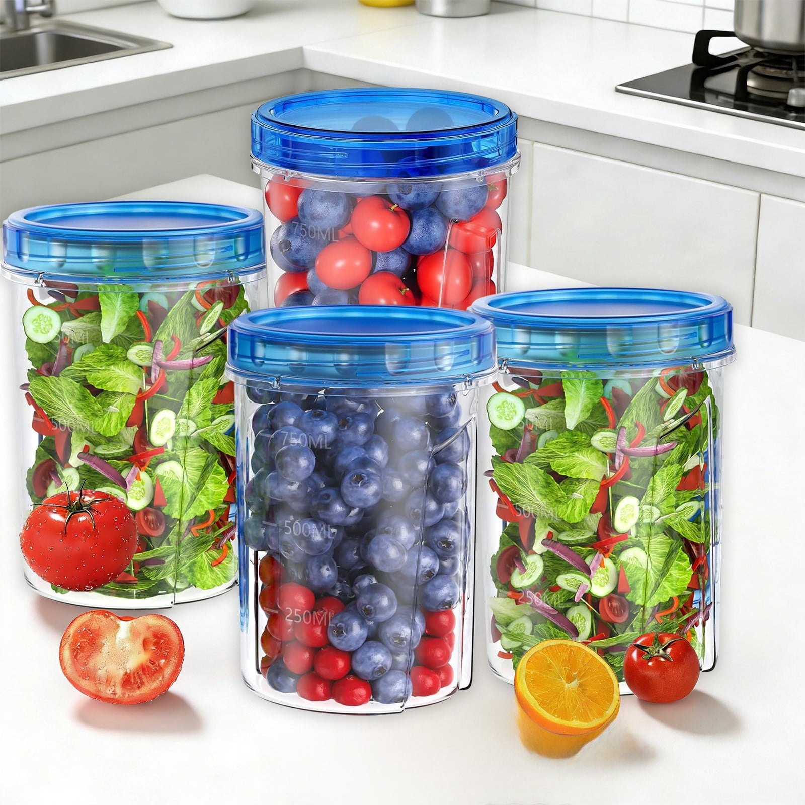 mfyjkho 50Oz Plastic Food Storage Containers, Airtight Leakproof Meal ...