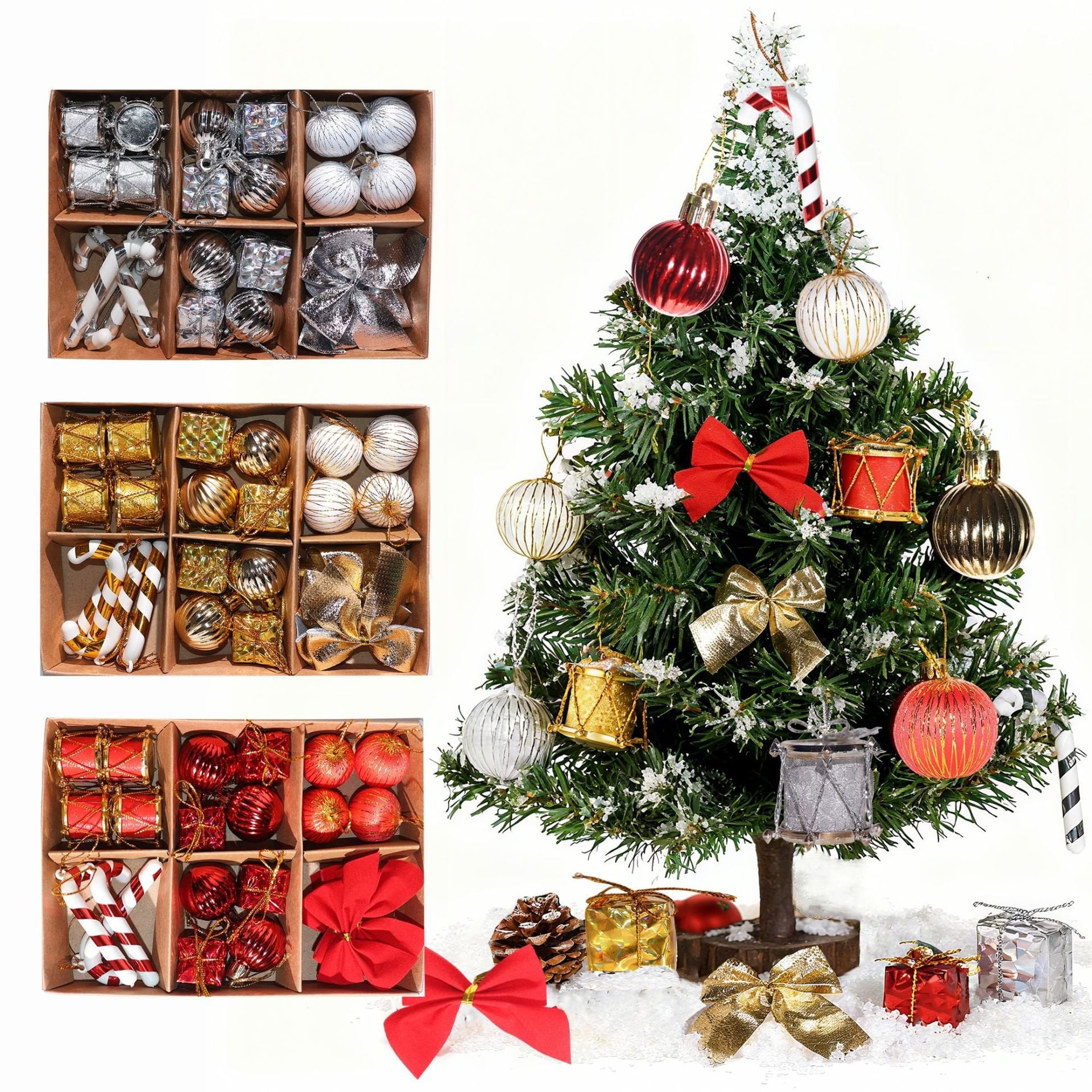 mfyjkho Christmas Kraft Paper Gift Box With Multiple Pouches|Holiday ...