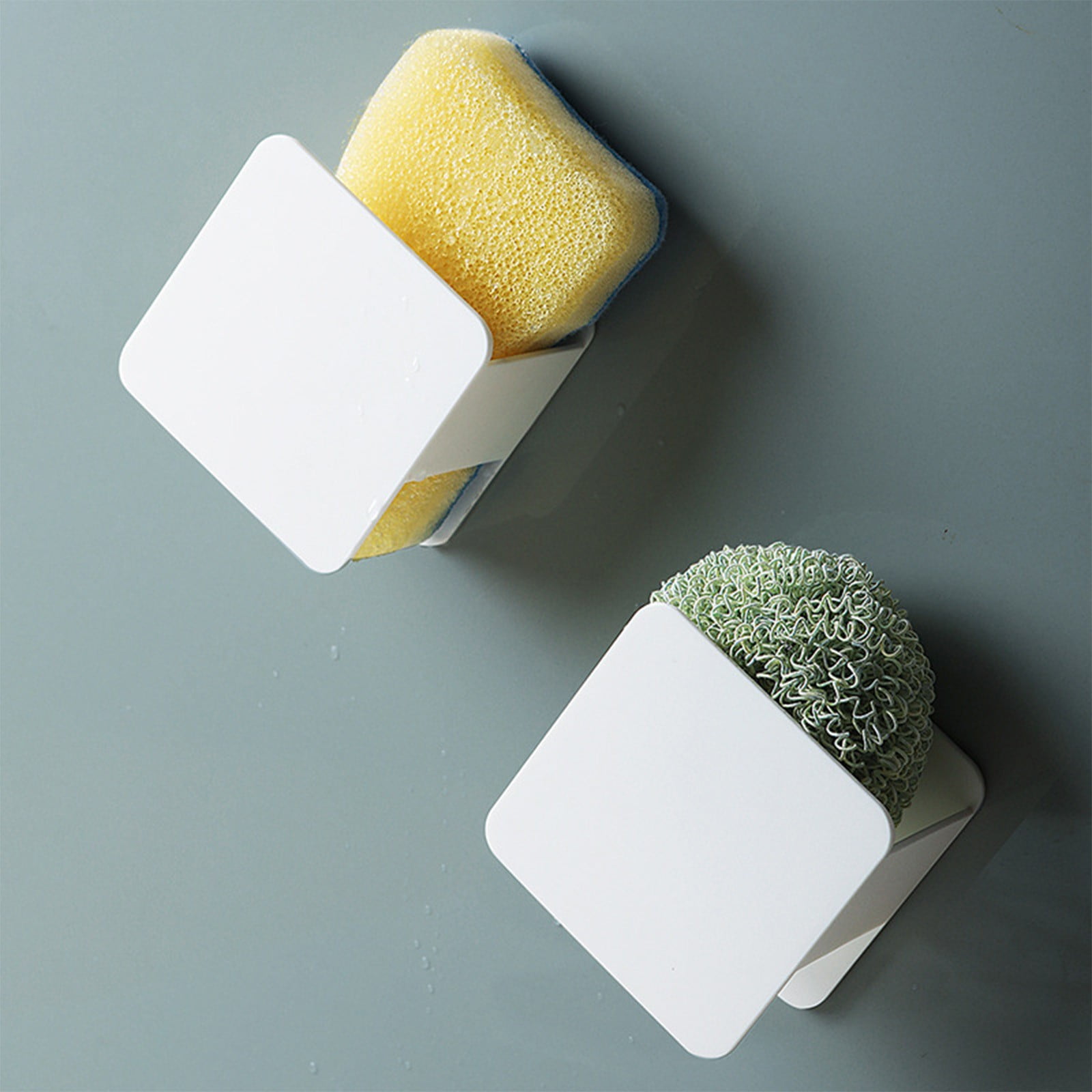 mfyjkho Kitchen Sink Sponge Holder, Wall Mount Suction Cup Rack for ...