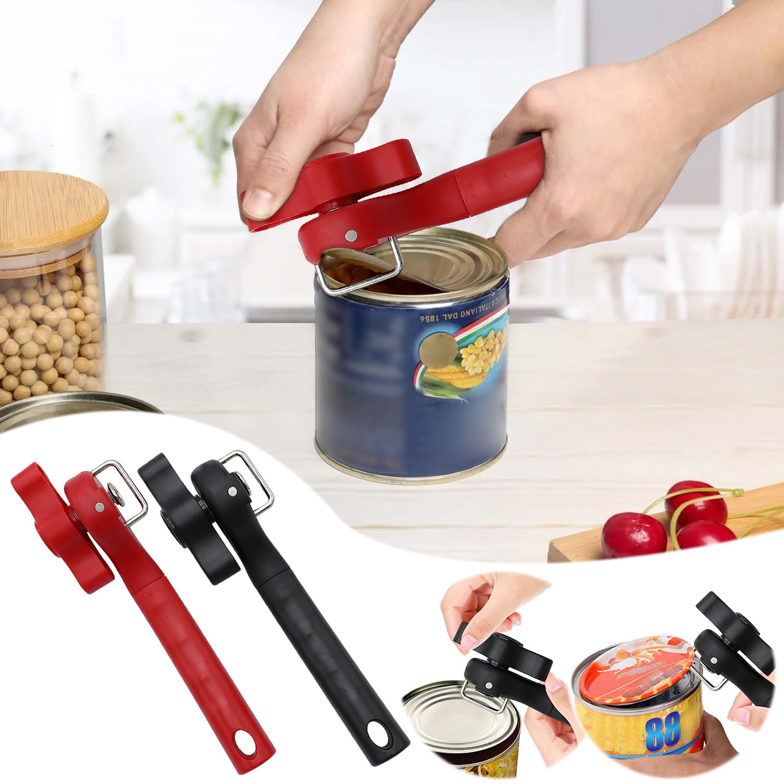 mfyjkho Manual Side-Cut Can Opener with 360-Degree Swivel Handle ...