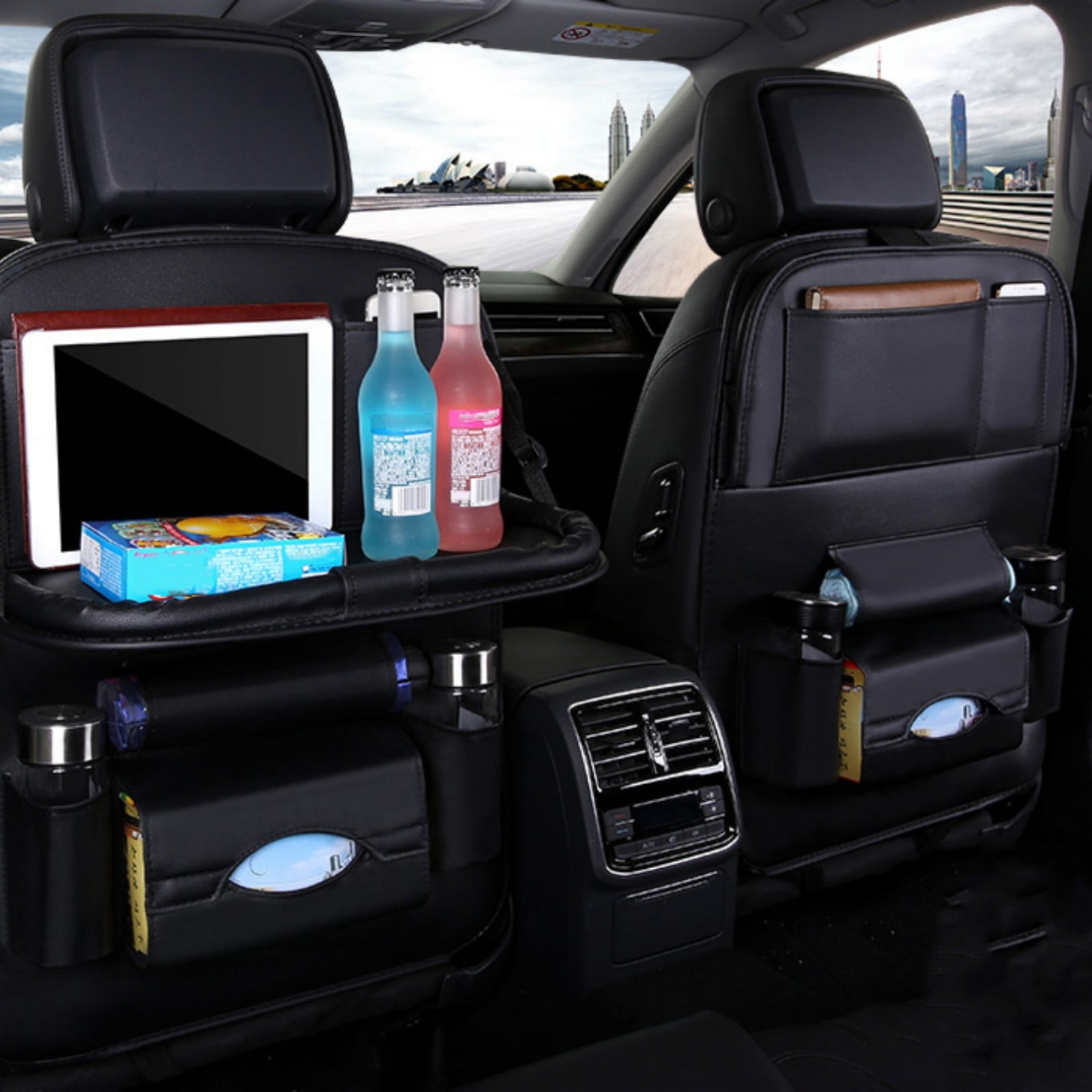 mfyjkho Seat Back Seat Organizer with Foldable Tray, Multifunctional ...