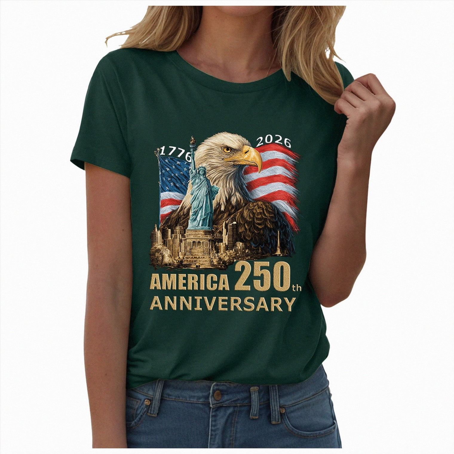 mgoYE 250th Anniversary Shirt Eagle 1776-2026 America Flag Crew Neck ...