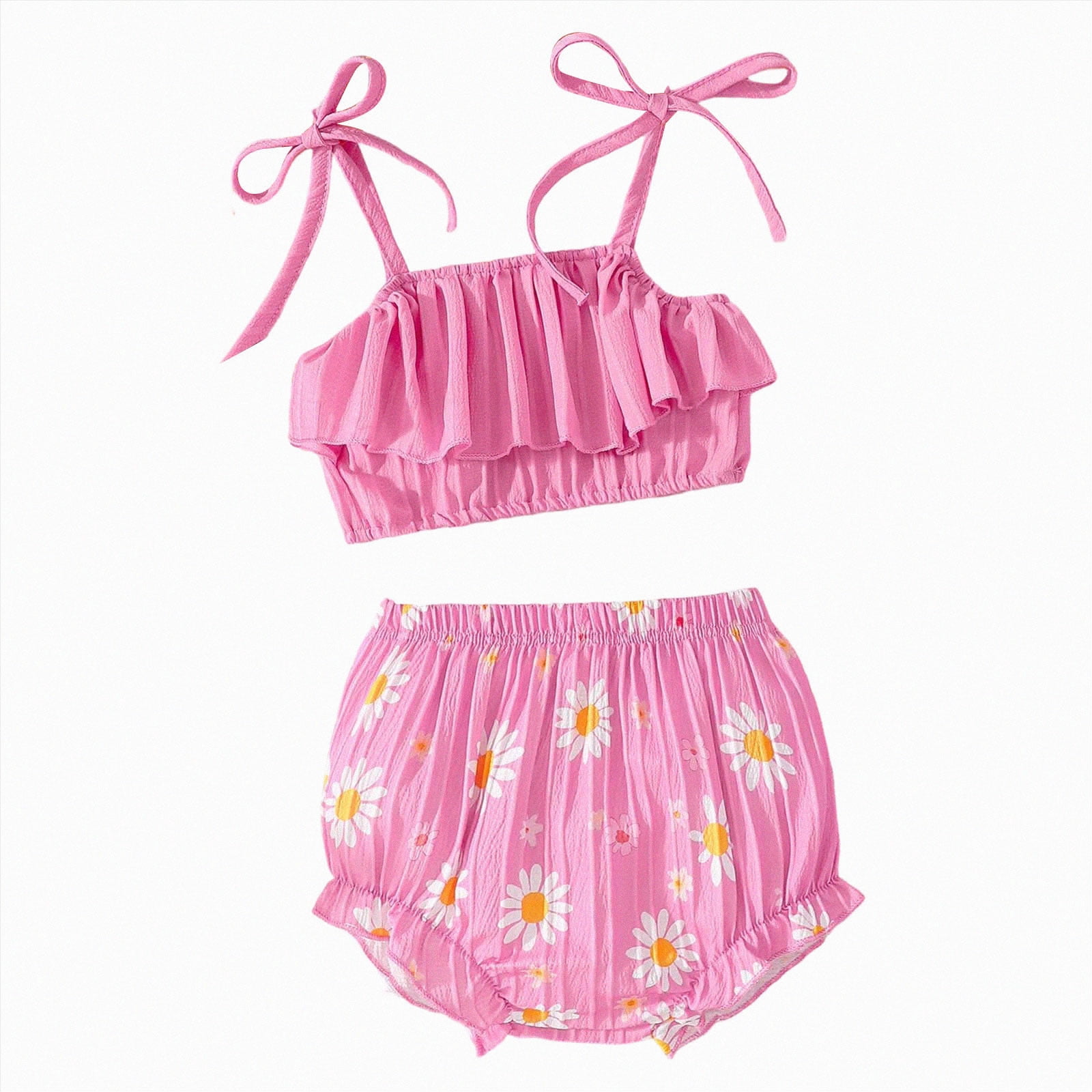 mgoYE Baby Girl Strawberry Outfit Floral Ruffle Sleeveless Top Shorts ...