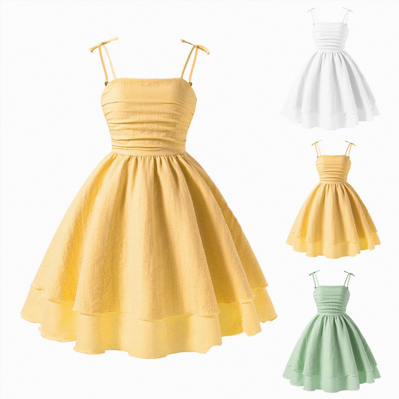 mgoYE Easter Dresses for Girls Girls Dress Teen Ruffled Flowy Ruched ...