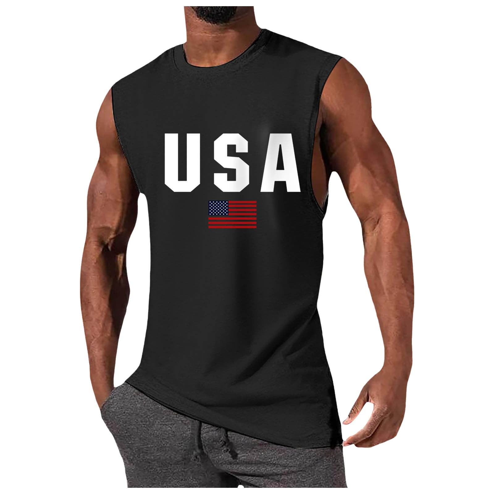 mgoYE Independence Day Tank Tops Men Muscle Graphic Gym Workout USA ...