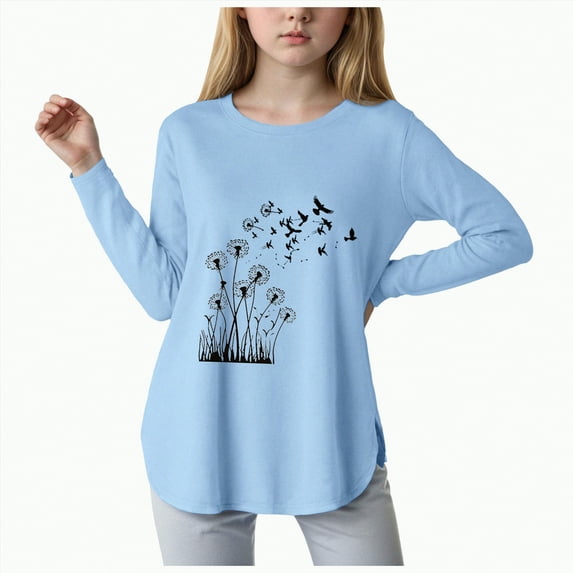 mgoYE Kid T Shirt Girls Long Sleeve Shirts Kids Crewneck Soft Tunic ...