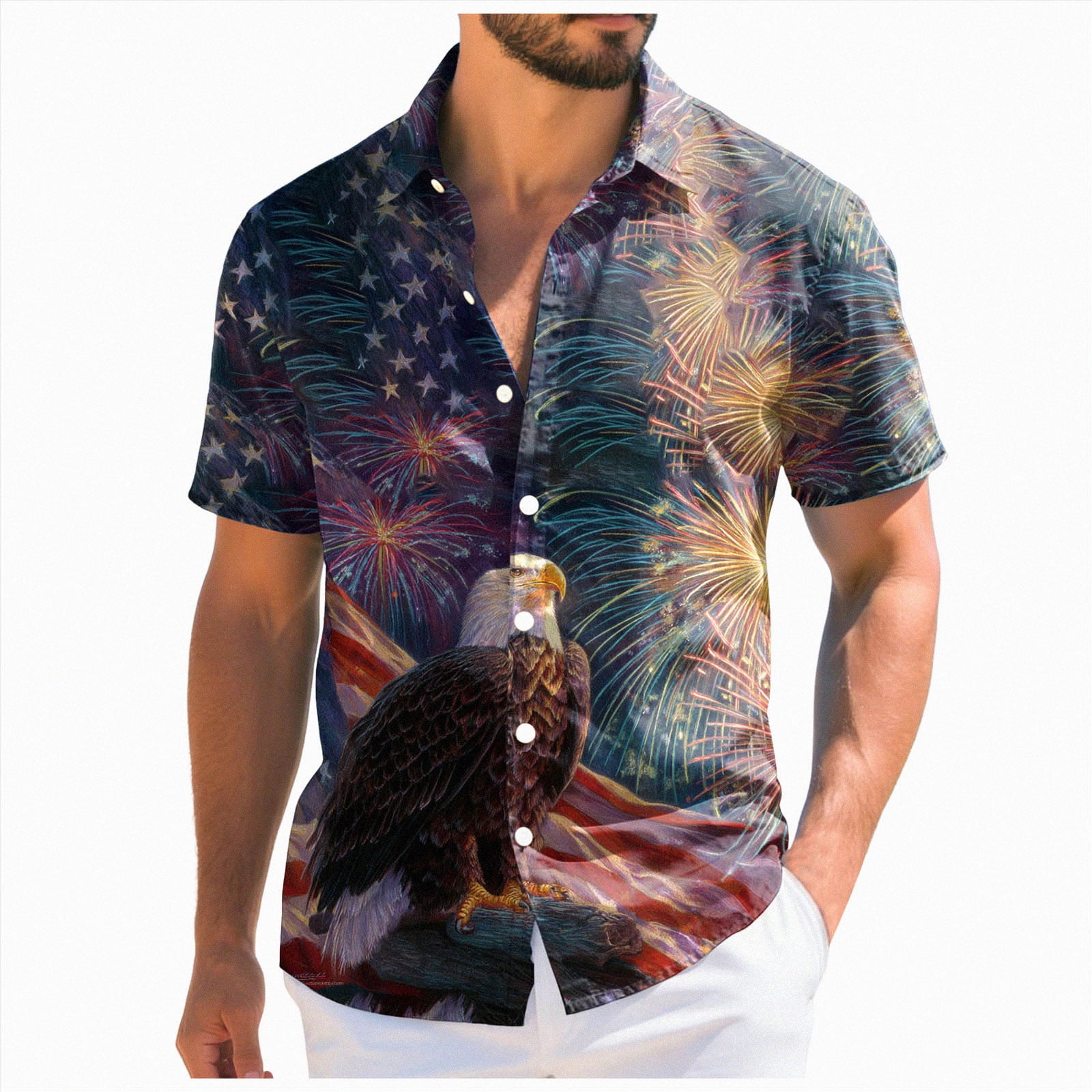 mgoYE Men's Patriotic Shirt 1776-2026 Patriotic Short Sleeve Button ...