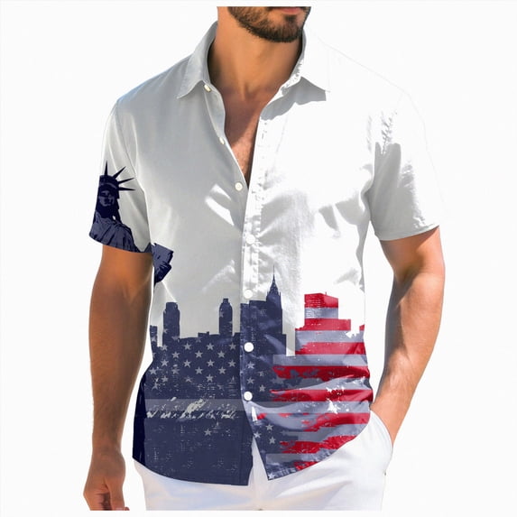 mgoYE Mens 250th Anniversary Polo Shirts Button Short Sleeve American ...